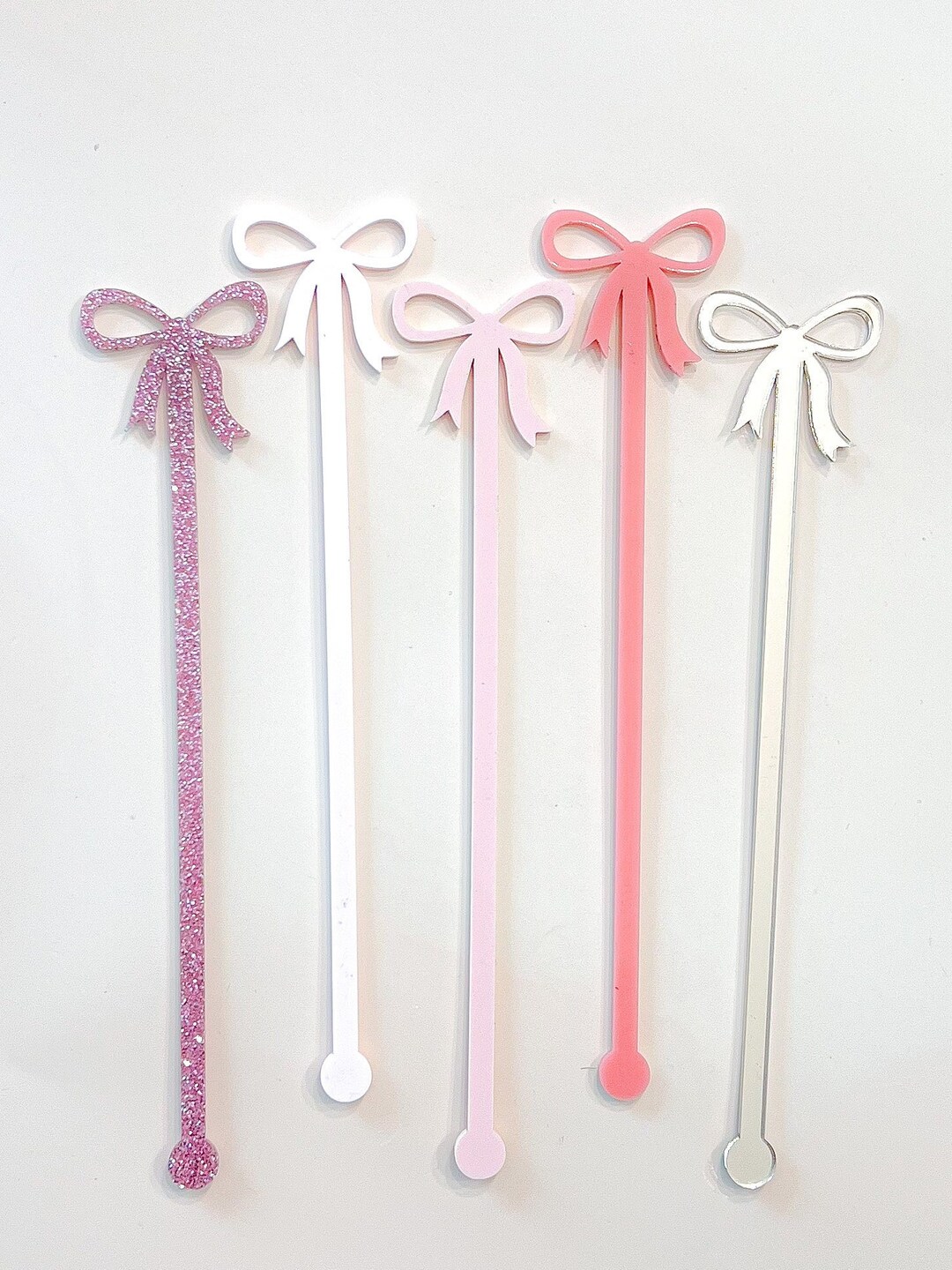 Fancy Pink Bow Drink Stirrers Girl Baby Shower Cocktail Stirrers ...