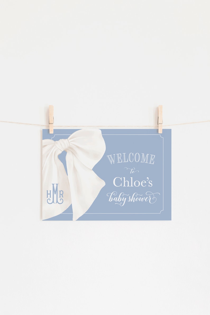 Boy Baby Shower Welcome Sign Preppy Southern Heirloom Bow - Etsy