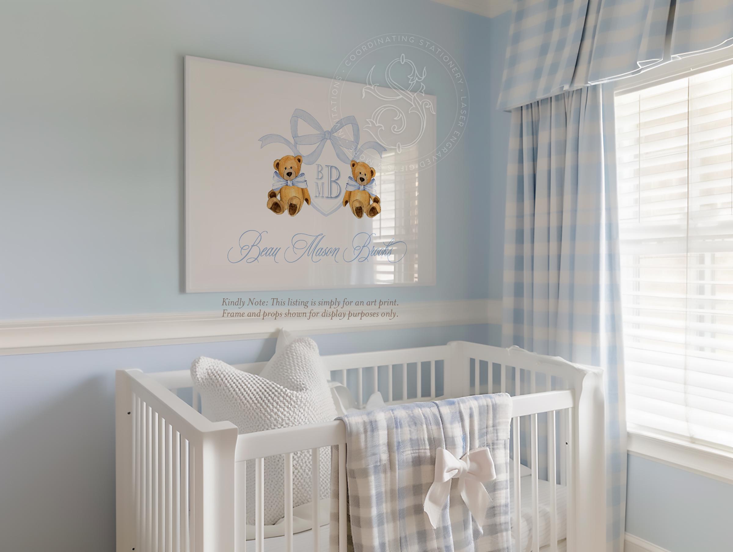 Teddy Bear Monogram Nursery Art: Baby Boy Room Decor - Etsy
