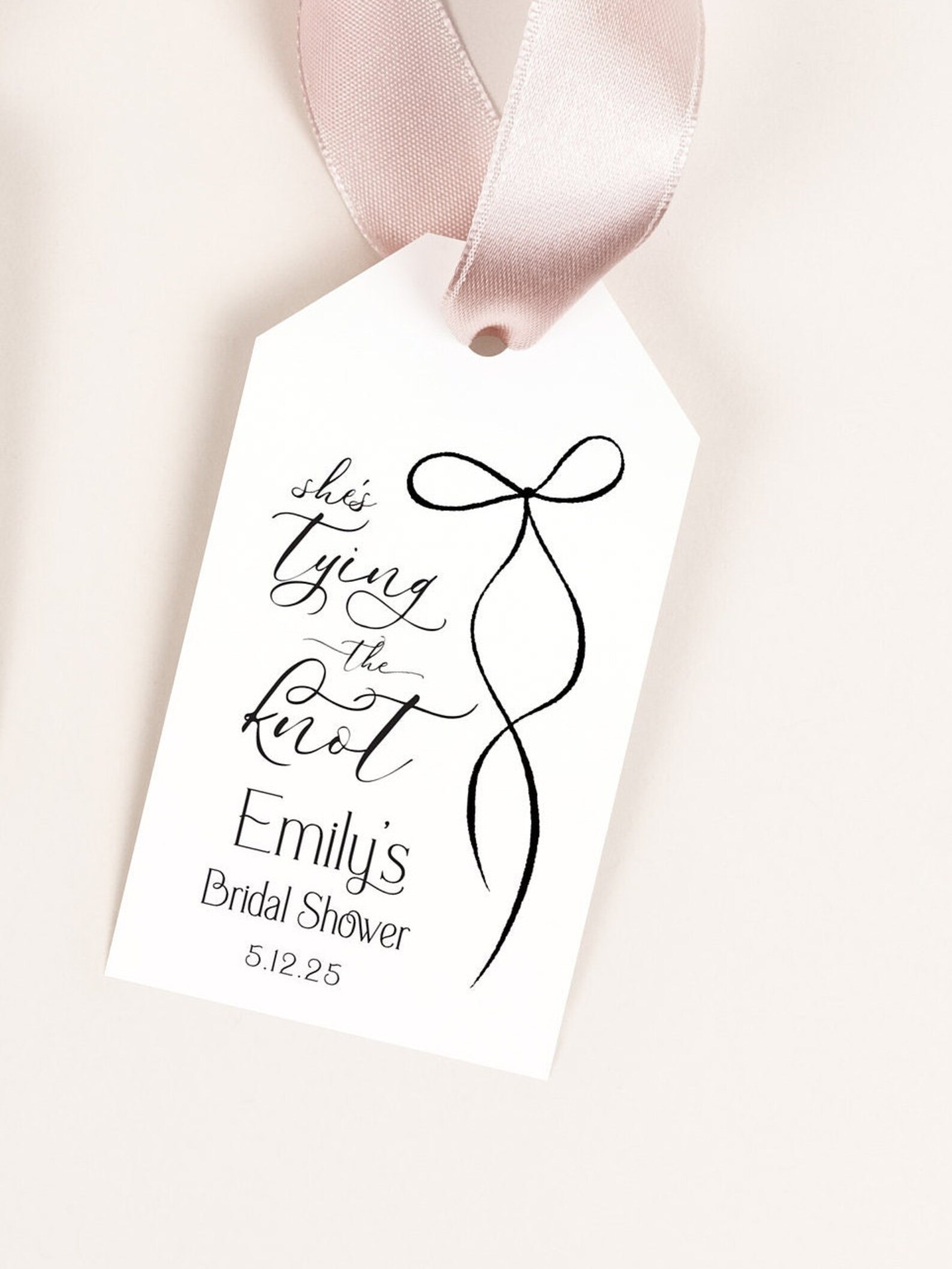 Printable Favor Tag for Tying the Knot Bridal Shower - Black Bow Ribbon ...
