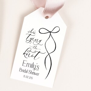 Printable Favor Tag for Tying the Knot Bridal Shower - Black Bow Ribbon ...