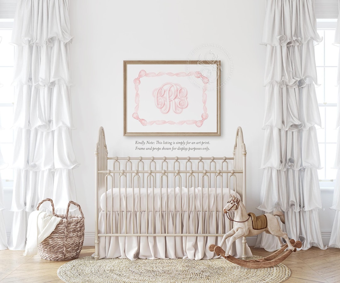 Girl Crest Wall Art Nursery Monogram Monogram Nursery, Watercolor Pink ...