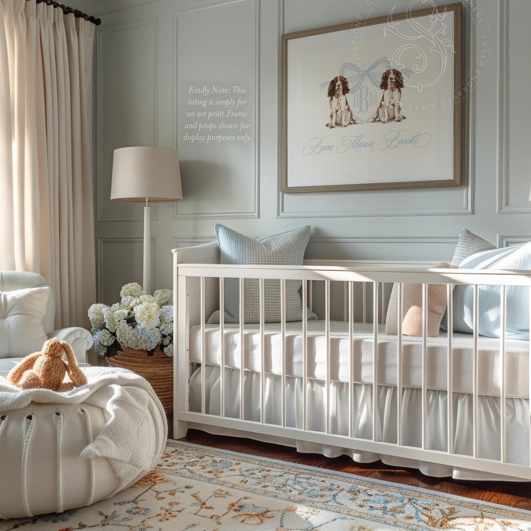 Dog Monogram Crest Wall Art for Baby Boy Nursery - Watercolor Brown ...