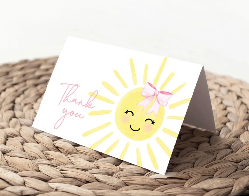 Printable Sunshine Thank You Notes Little Sunshine Birthday | Etsy