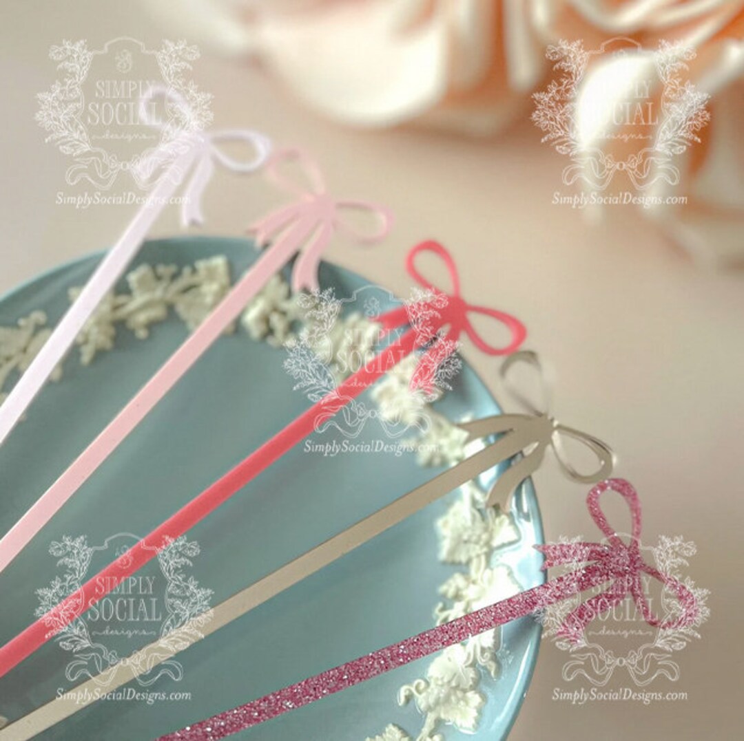 Elegant Pink Bow Cocktail Stirrers for Baby Showers, Bachelorette ...
