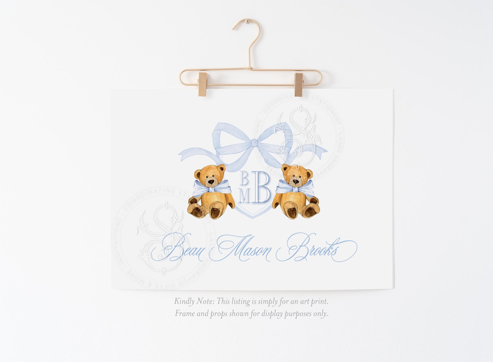 Teddy Bear Monogram Nursery Art: Baby Boy Room Decor - Etsy