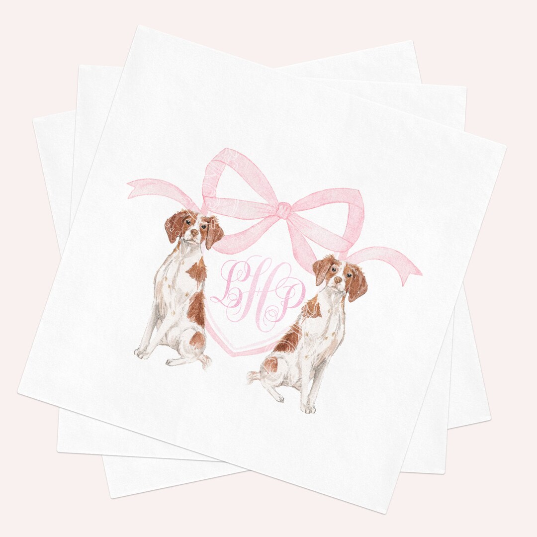 Brittany Spaniel Custom Napkins for Baby Girl Shower - Custom Paper ...