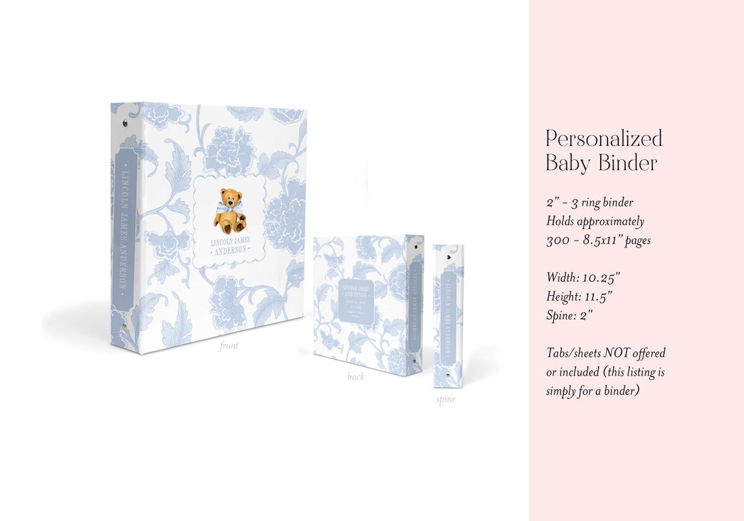 Personalized Teddy Bear Baby Book Binder: Blue Toile Chinoiserie - Etsy
