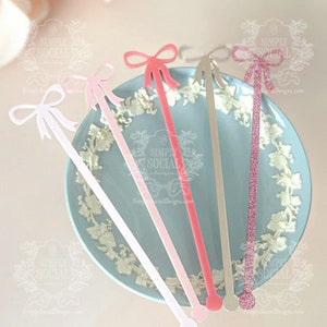 Fancy Pink Bow Drink Stirrers Girl Baby Shower Cocktail Stirrers ...