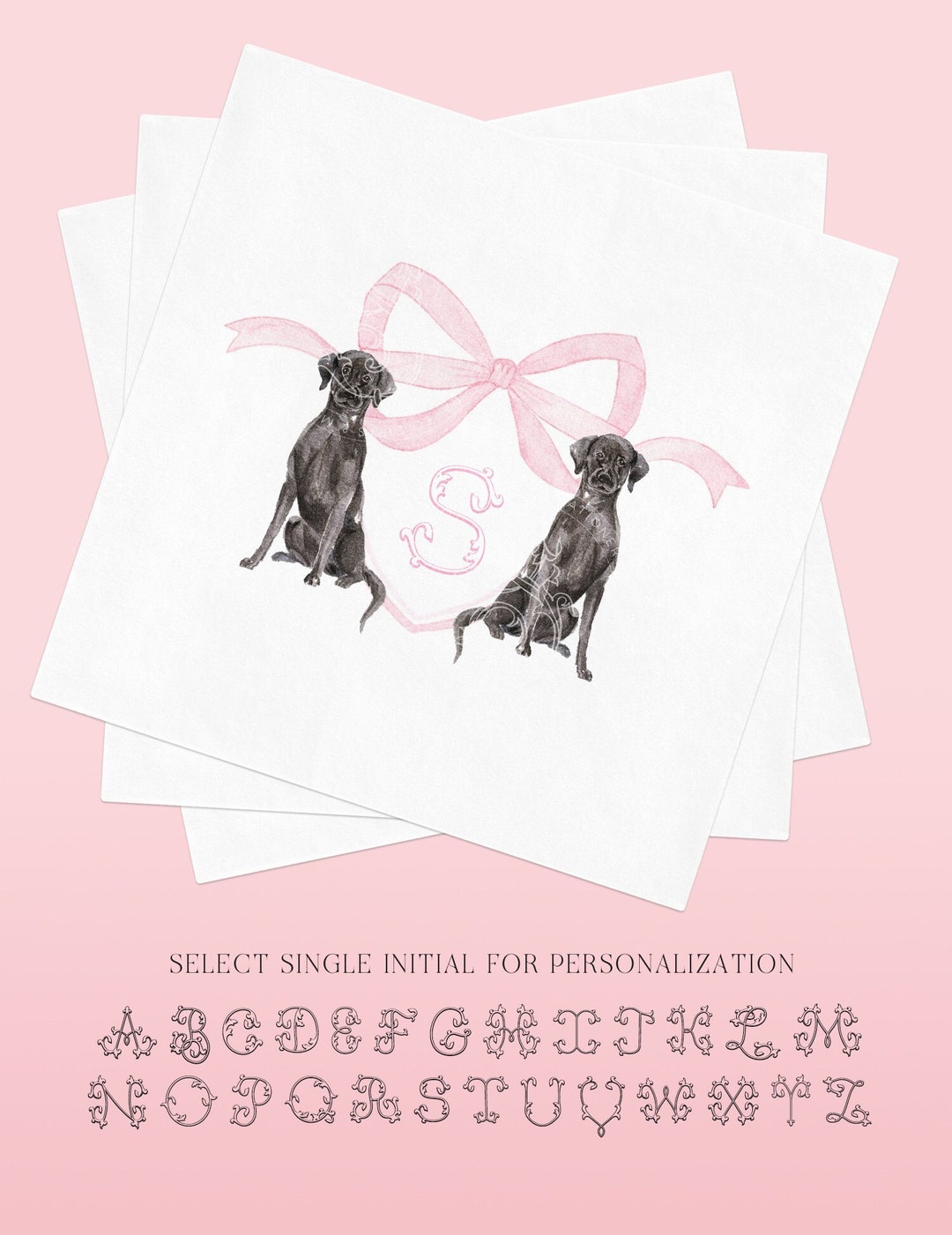 Printed Napkins for Baby Girl Shower - Monogram Crest Paper Napkin ...