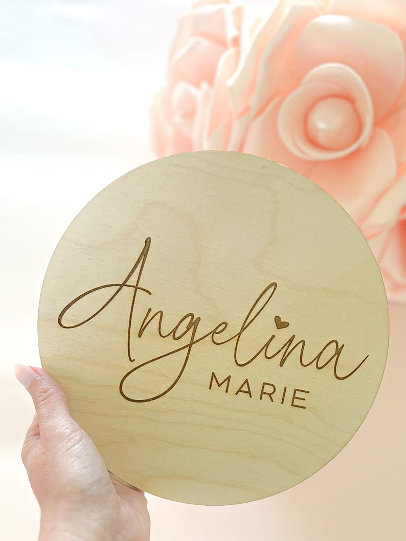 Baby Name Announcement Sign Girl Wood Baby Name Reveal Plaque - Etsy