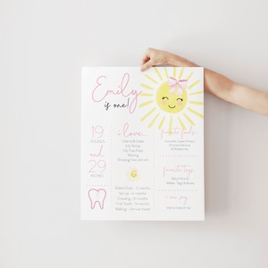 Preppy Sunshine First Birthday Milestone Sign 16x20" Printable - Girl ...