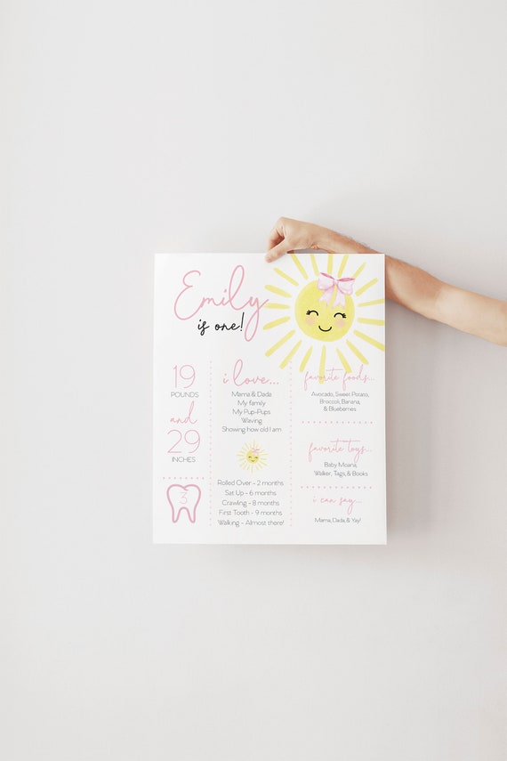 Preppy Sunshine First Birthday Milestone Sign 16x20 | Etsy