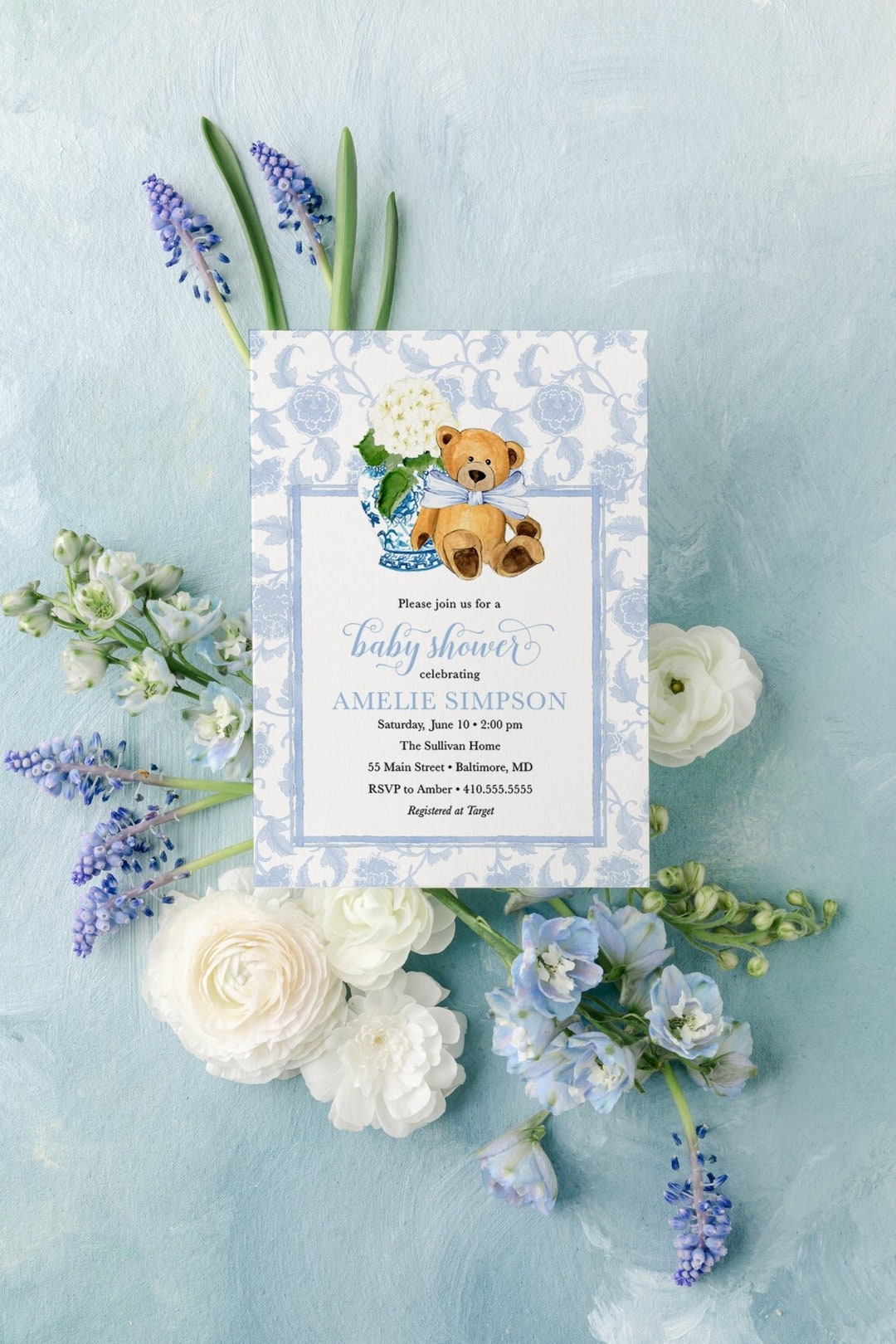 Ginger Jar Baby Shower Invitations Boy Teddy Bear Invites It's a Boy ...
