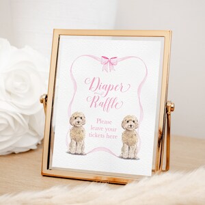 Diaper Raffle Sign for Golden Doodle Baby Shower - Place Tickets Here ...