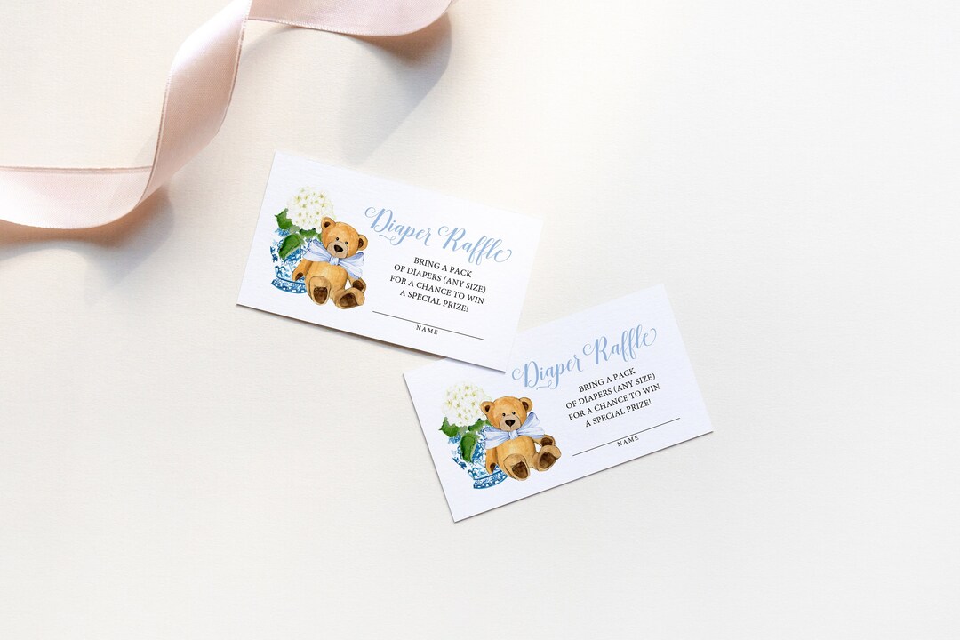 Chinoiserie Diaper Raffle Ticket - Baby Shower Diaper Raffle Insert ...