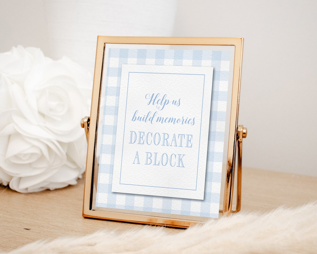 Printable Decorate a Block Sign - Printable 8x10 - Preppy Boy Gingham ...