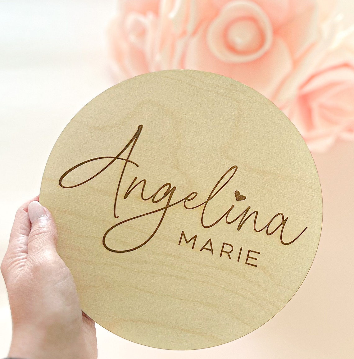 Baby Name Announcement Sign Girl Wood Baby Name Reveal Plaque - Etsy