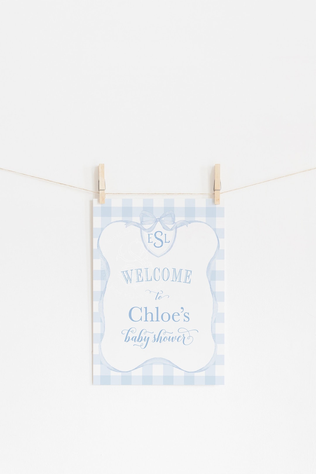 Blue Gingham Baby Boy Shower Welcome Sign - Baby Boy Sprinkle - Etsy
