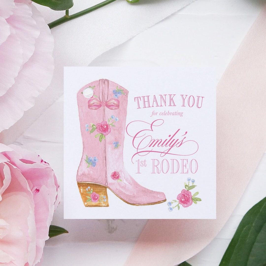 First Rodeo Birthday Favor Tag for Girl - Girl First Birthday ...