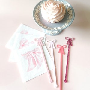 Fancy Pink Bow Drink Stirrers Girl Baby Shower Cocktail Stirrers ...