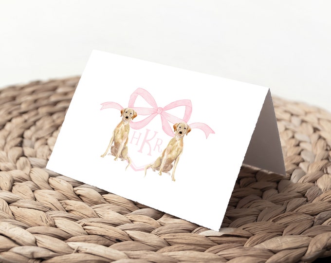 Preppy Watercolor Crest Labrador Retriever Pink Monogram - Etsy