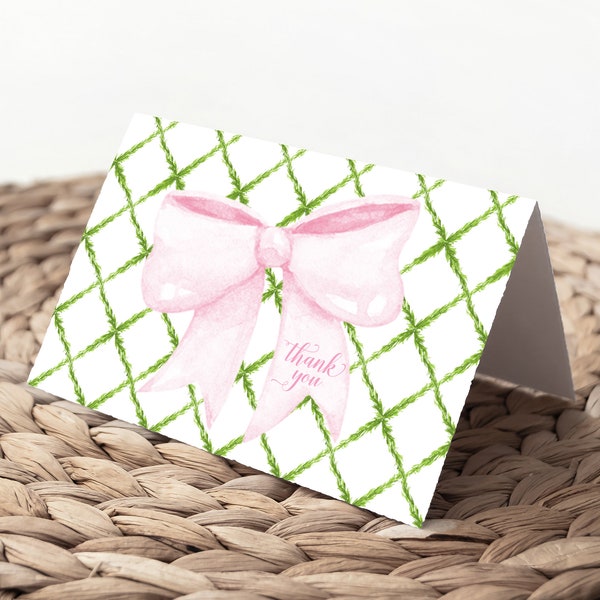 Preppy Thank You Cards Printable - Etsy