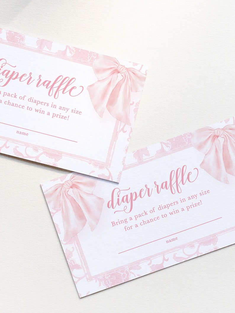 Pink Chinoiserie Diaper Raffle Insert Cards (printable PDF) - Etsy
