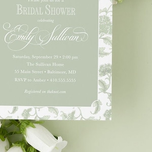 Sage Green Toile Bridal Shower Invitations: Classic Bridal Brunch - Etsy