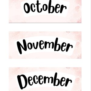 Pink Watercolor Months of the Year Flashcard Strips for Pocket Chart ...