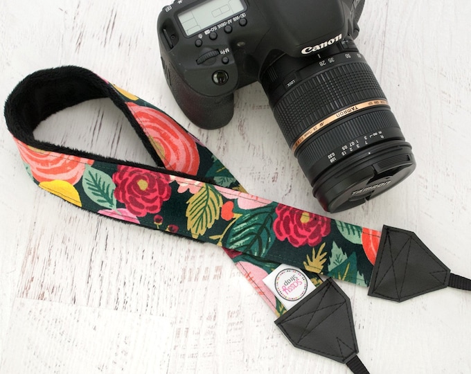 Camera Strap DSLR Neck and Wrist Straps Juliet on Dark - Etsy