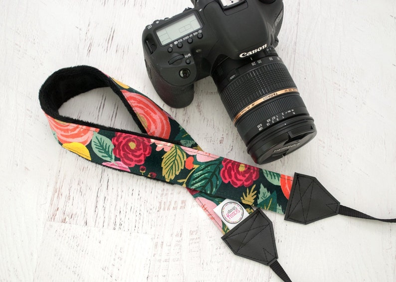 Camera Strap DSLR Neck and Wrist Straps Juliet on Dark | Etsy