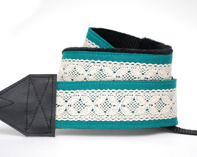 DSLR Camera Straps - Photographer Gift - Teal Linen & Lace - Etsy