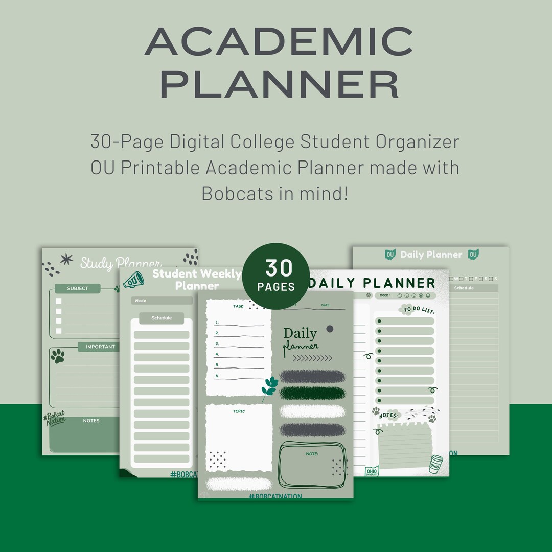Ohio University Student Planner | 30-page Academic Organizer | Digital ...