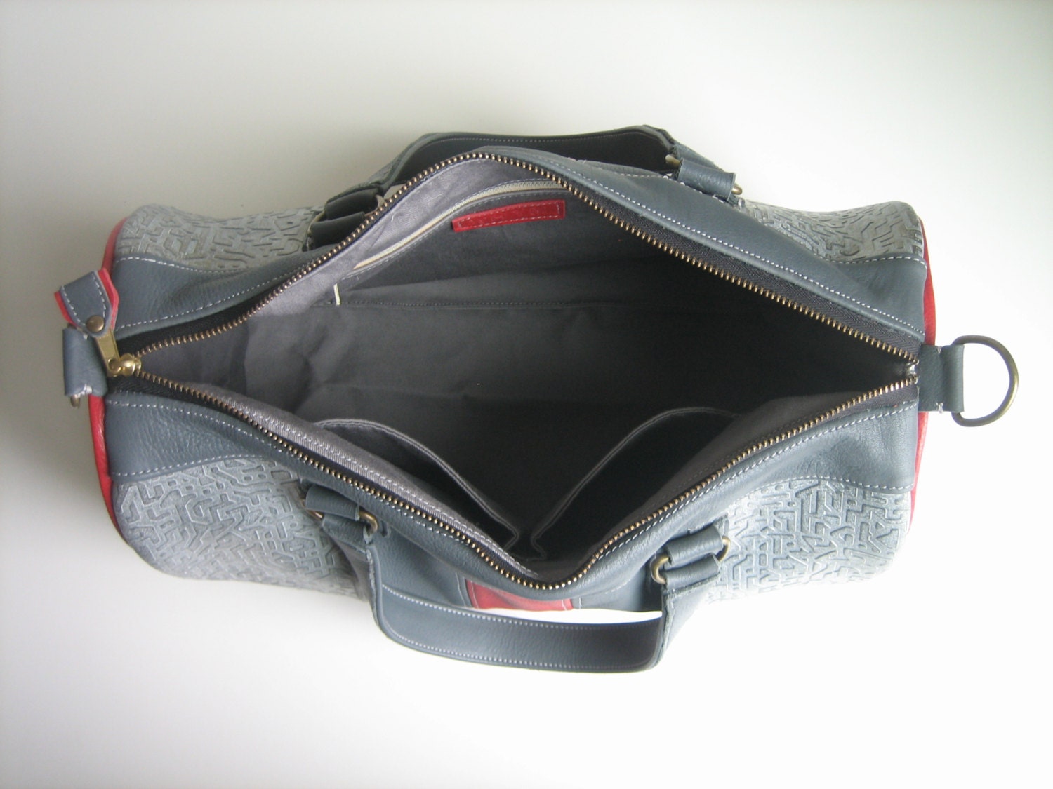 Gray & Red Leather Doctor's Bag - Etsy