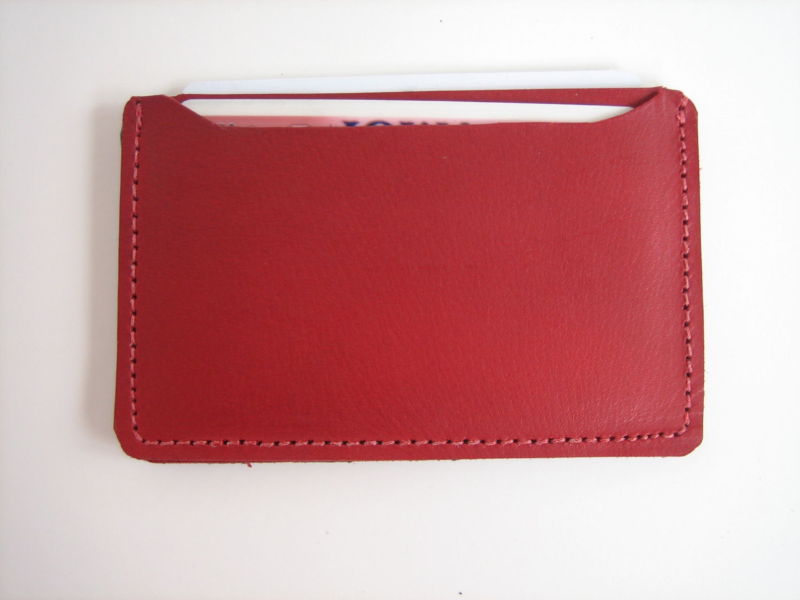 Red & Gray Quilted Leather ID Holder - Etsy