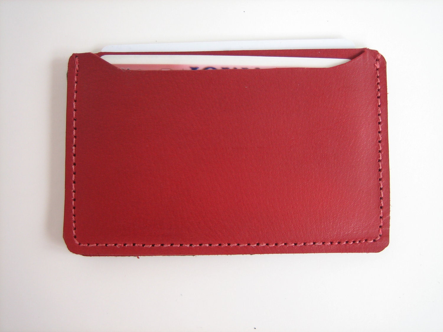 Red & Gray Quilted Leather ID Holder - Etsy