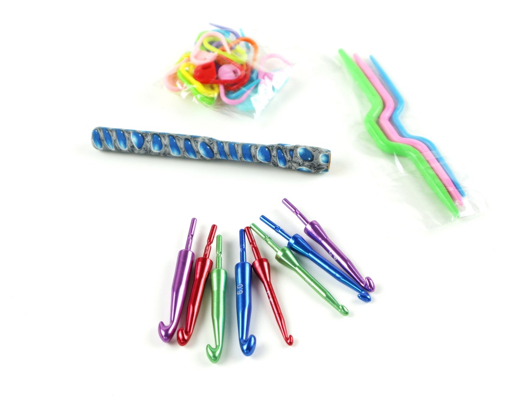 Crochet Hook Set, Interchangeable Crochet Hooks, Blue Gem Crochet Set ...