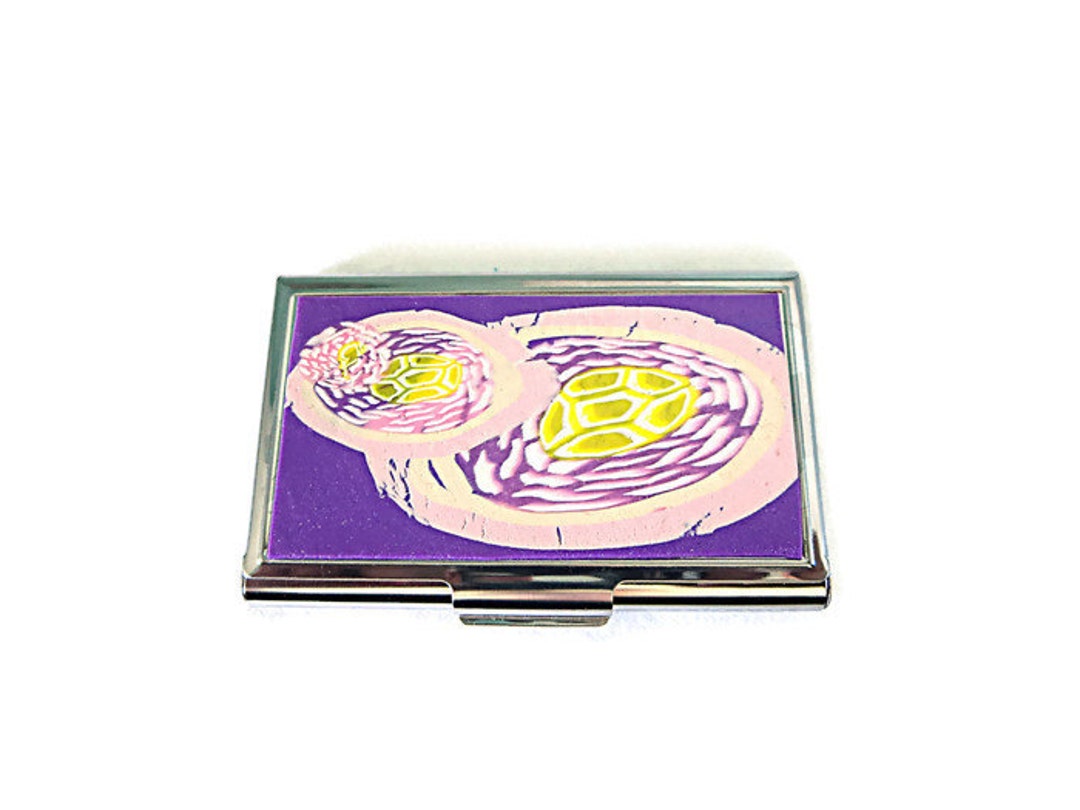 Credit Card Case, RFID Card Case, Purple Pink Flower Metal Credit Card ...
