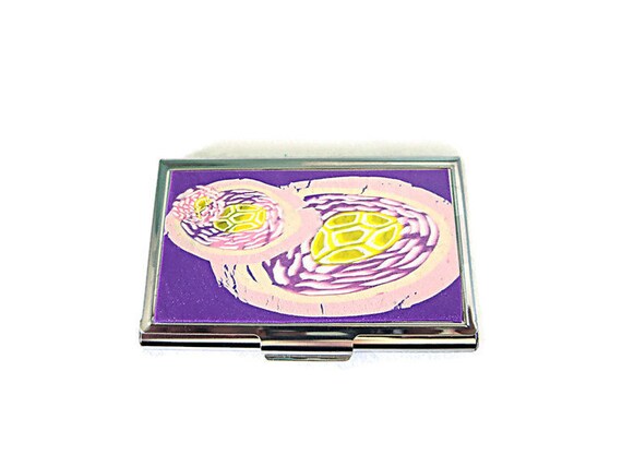 Credit Card Case RFID Card Case Purple Pink Flower Metal - Etsy