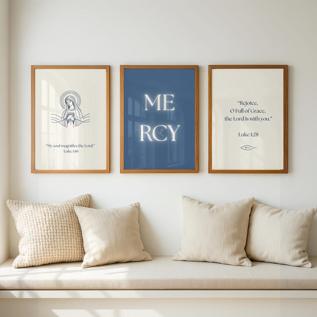 Marian Scripture Triptych Art Prints, Christian Wall Decor (set of 3 ...