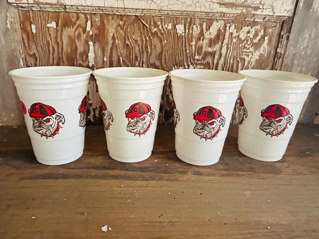 Vintage UGA Georgia Bulldogs Dawgs Solo Cup Game Beer Pong Football Set ...