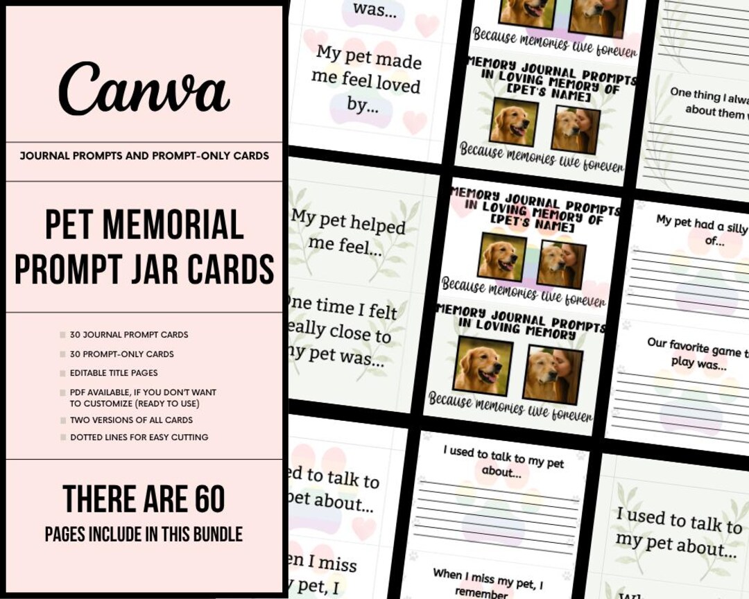 Rainbow Bridge Pet Loss Memory Jar Cards: Grief Activity (digital ...