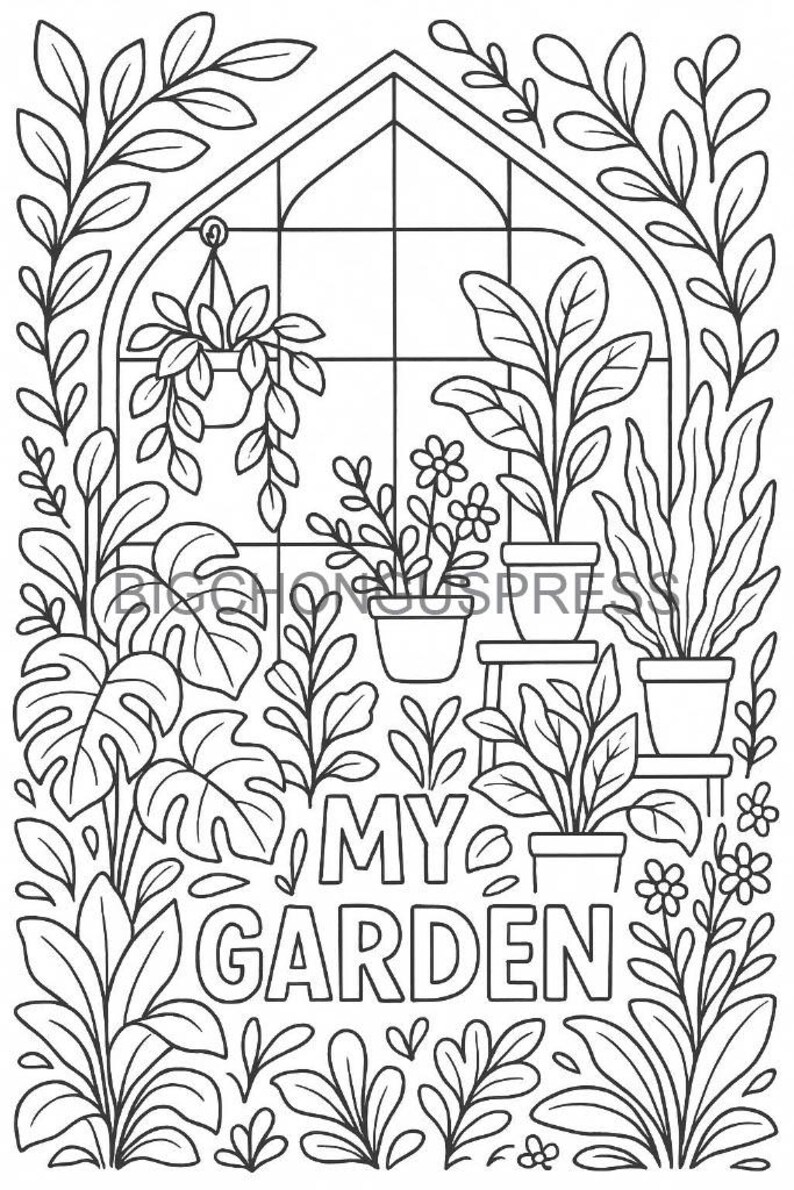 Whimsical Garden Coloring Page – Digital Download | Printable Nature ...