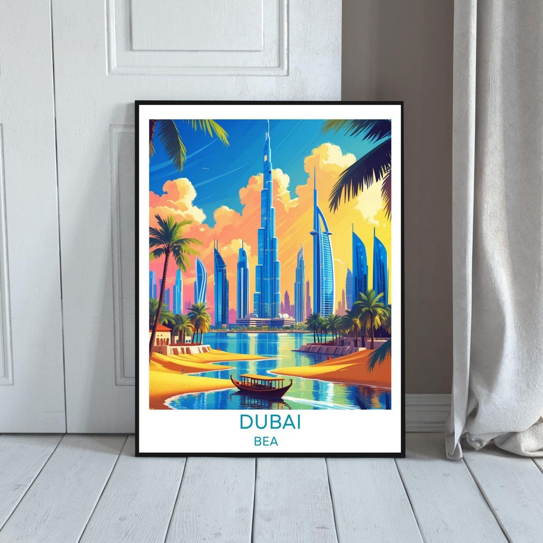 Dubai Travel Poster,dubai Citys Poster,burj Khalifa Wall Art Print ...