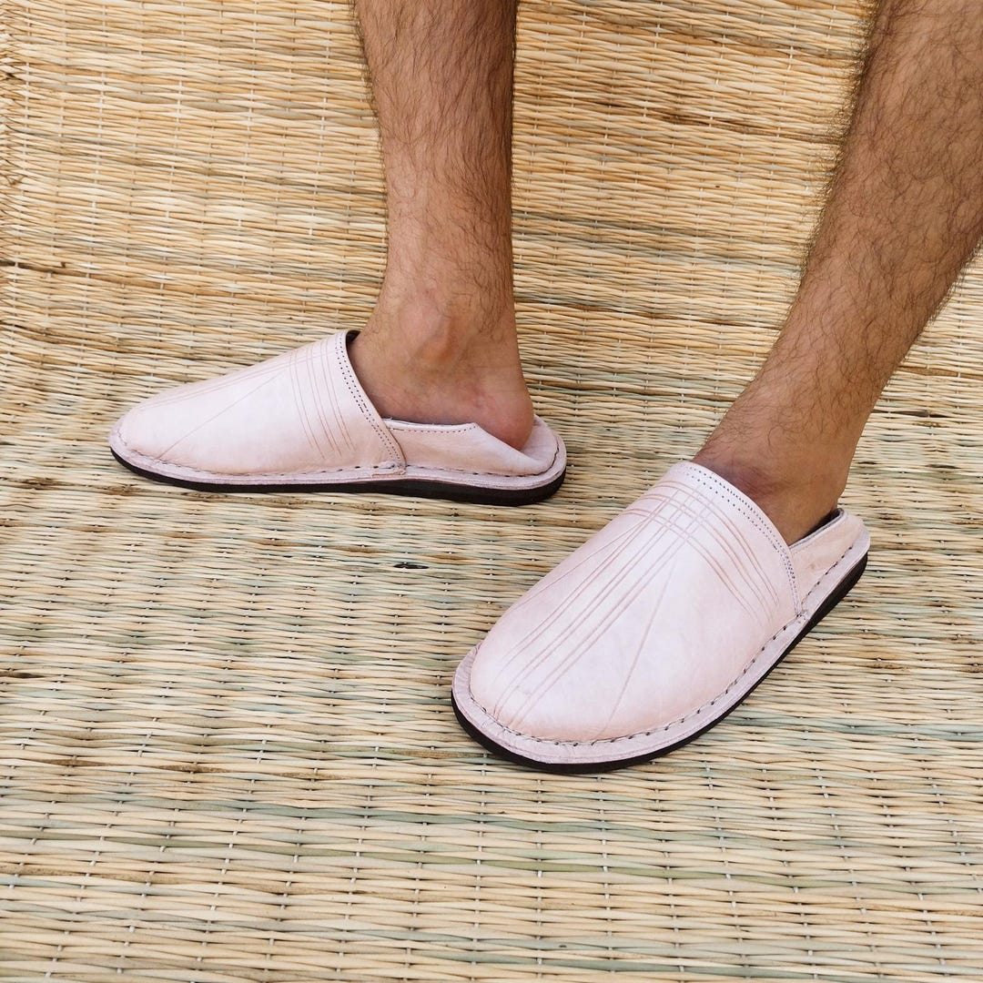 Artisan Mens Babouche – Natural Leather Moroccan Slippers | Handmade ...