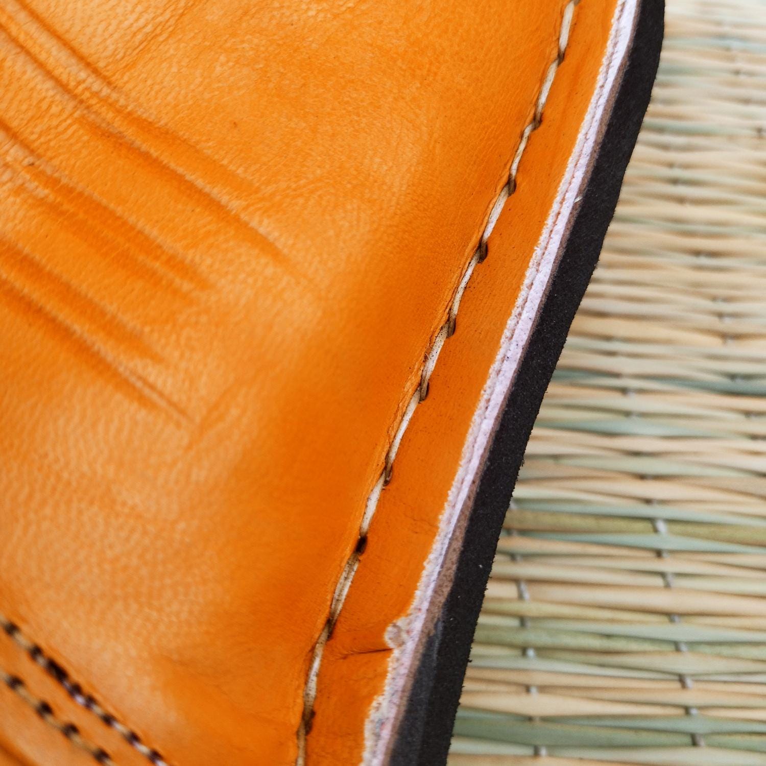 Men’s Orange Leather Babouche – Handmade Moroccan Slippers | Genuine ...