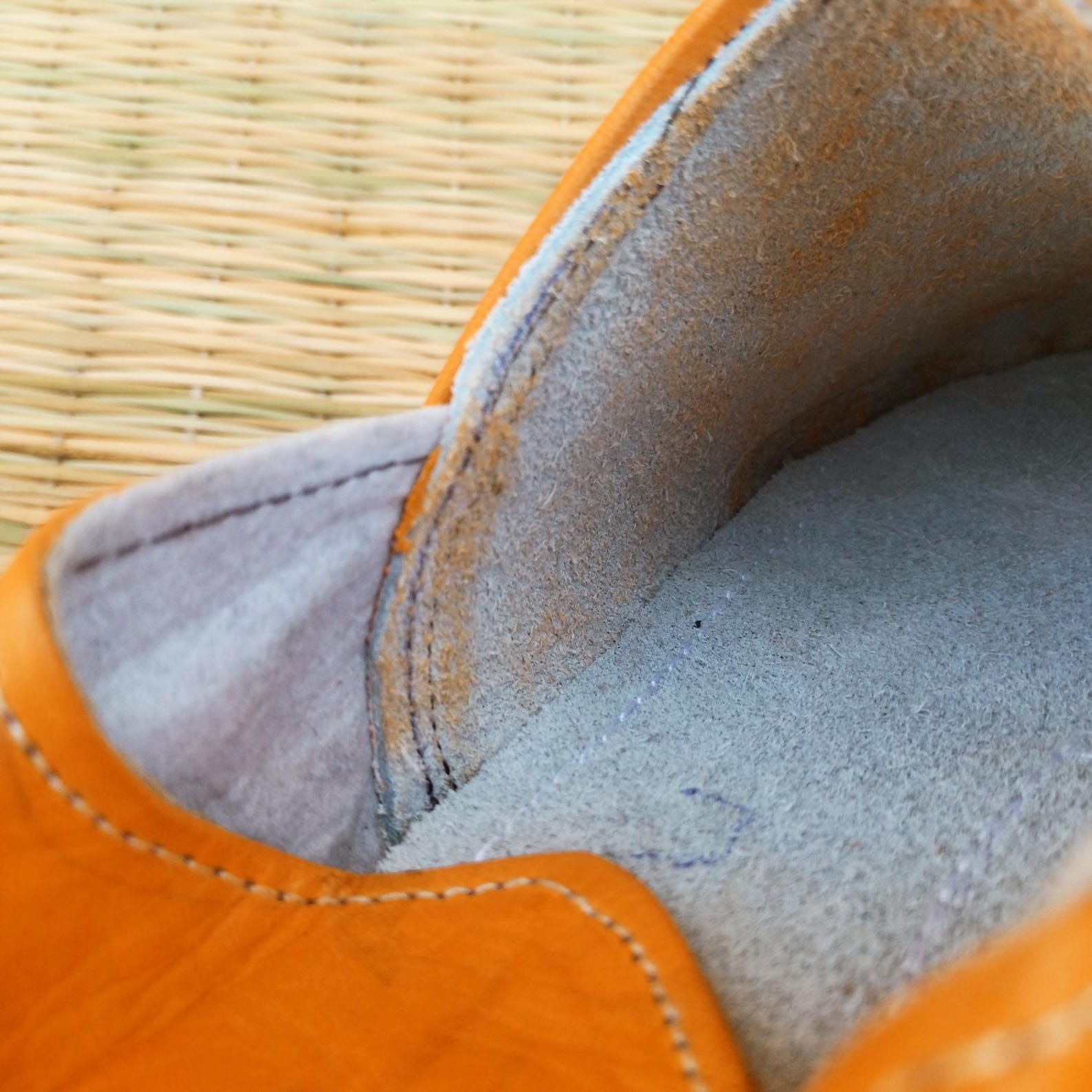 Men’s Orange Leather Babouche – Handmade Moroccan Slippers | Genuine ...
