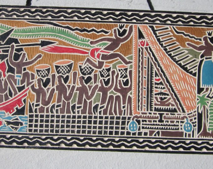 Signed Palau Storyboard Artist Ngiraibuuch Skedong - Rustic Painted ...
