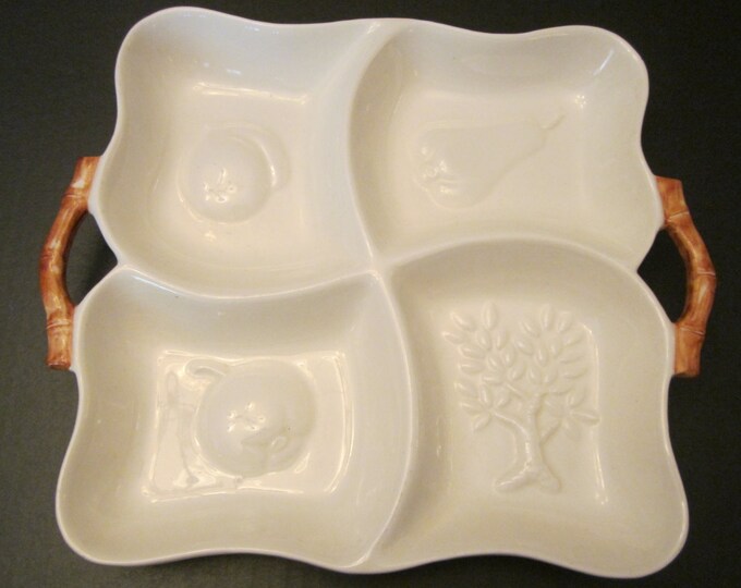 Haeger Divided Serving Dish SP 20 USA - Fruit Tree Design Four Section ...